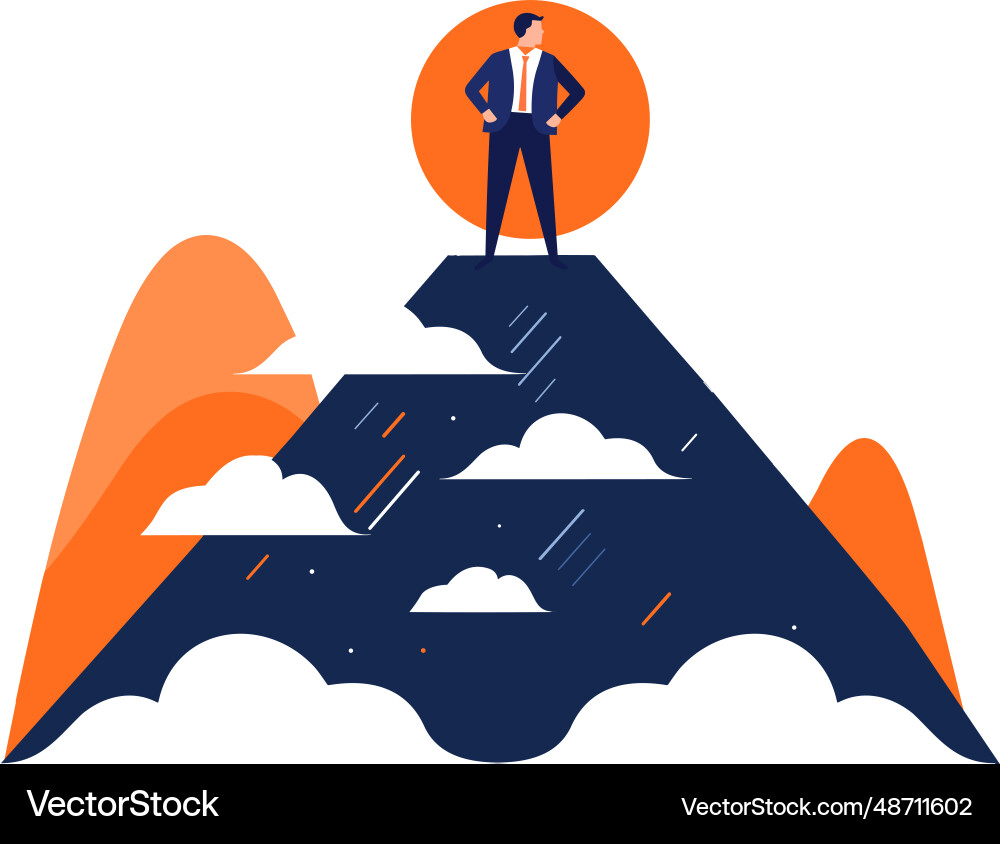 Hand drawn businessman standing on top Royalty Free Vector
