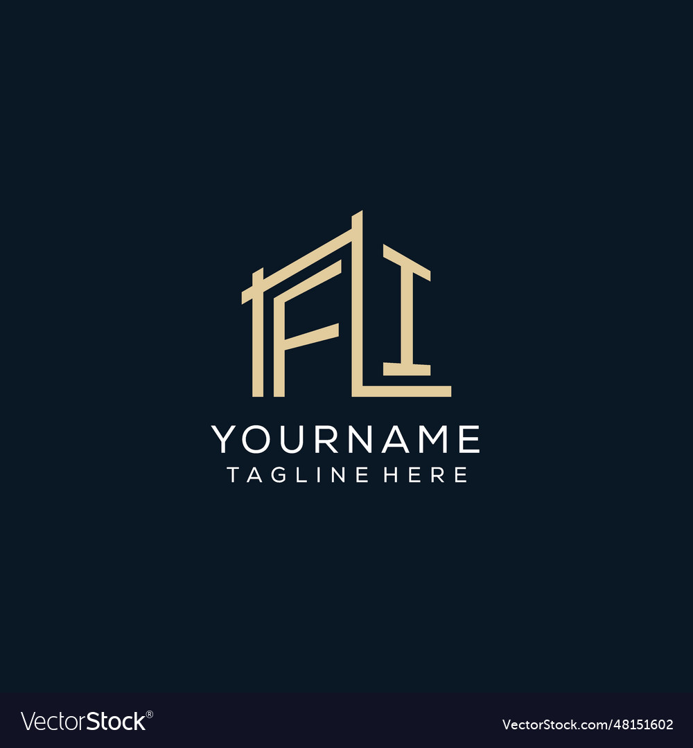 Initial fi logo clean and modern architectural Vector Image