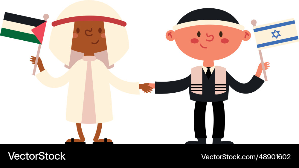 Israeli and palestinian men Royalty Free Vector Image