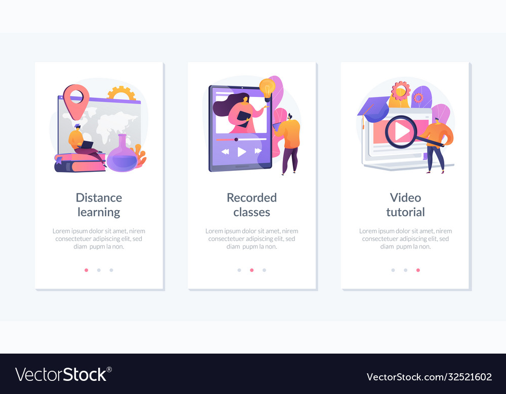 Off-campus learning app interface template Vector Image