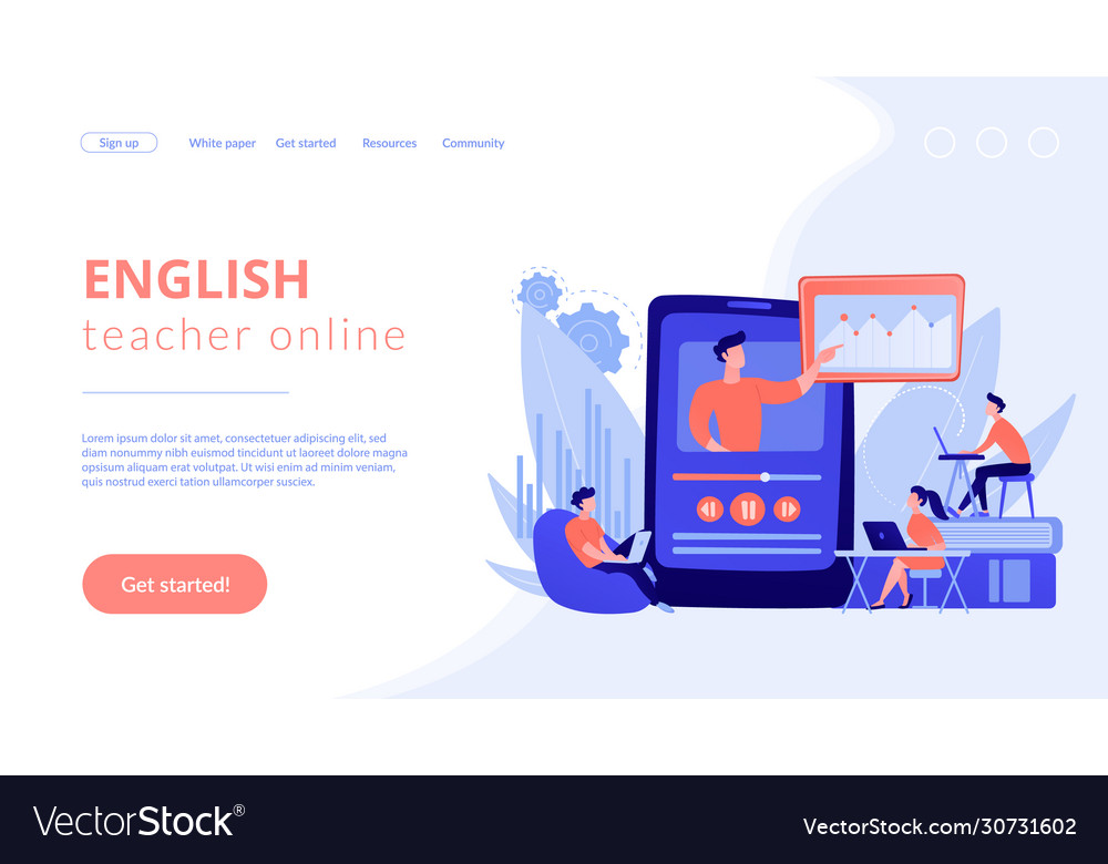 Online teaching concept landing page Royalty Free Vector