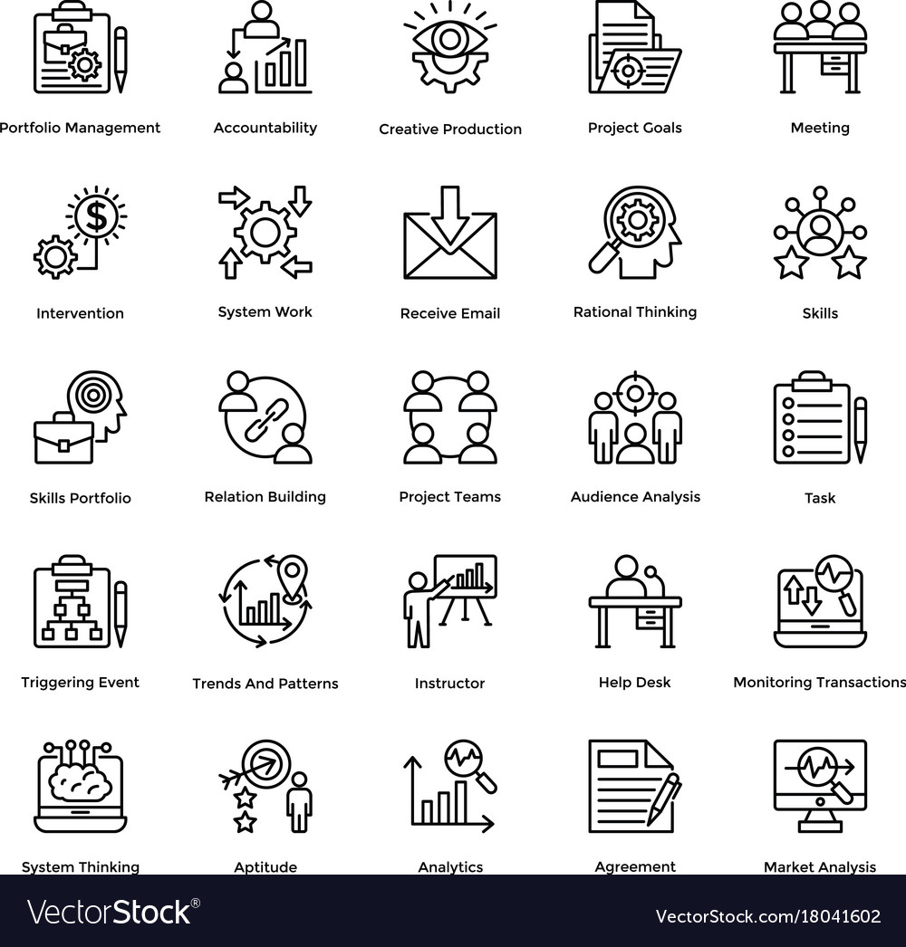 Project management line icons set 19 Royalty Free Vector Project management line icons set 19 Royalty Free Vector