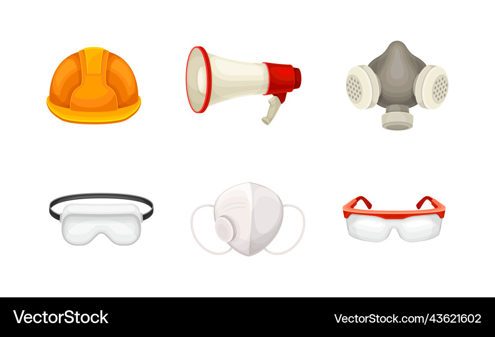 Safety equipment with hard hat goggles Royalty Free Vector