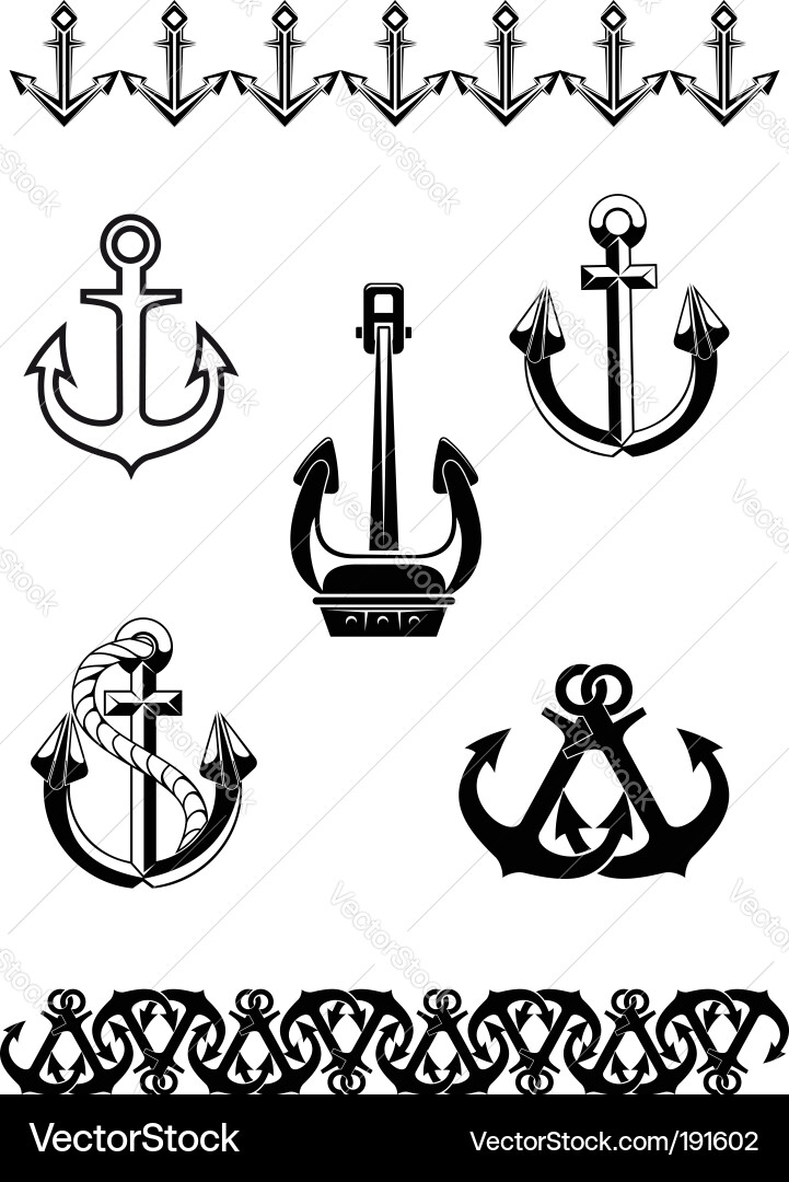 Set of anchor symbols Royalty Free Vector Image