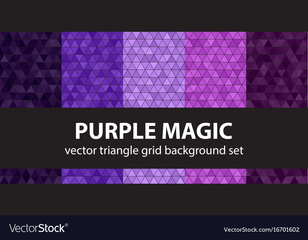 Triangle pattern set purple magic seamless Vector Image