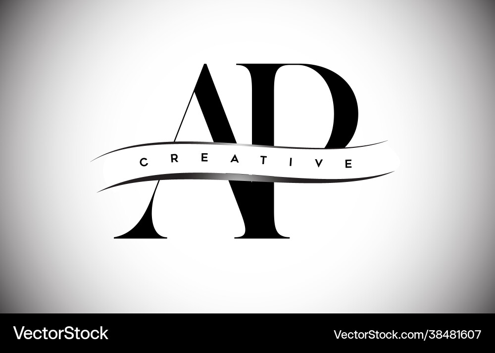 Ap letter logo with serif and creative cut Vector Image