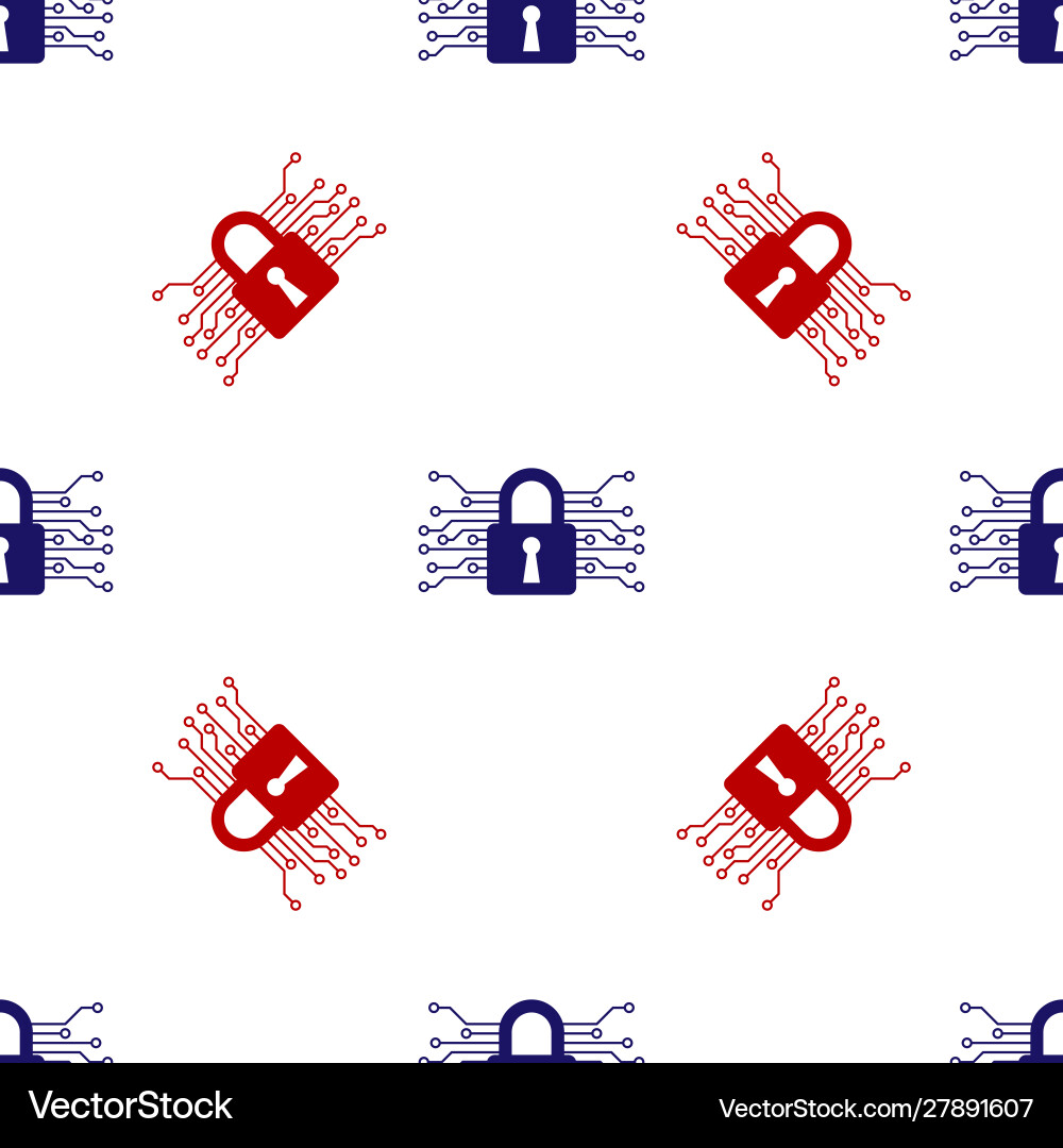 Blue and red cyber security icon isolated seamless