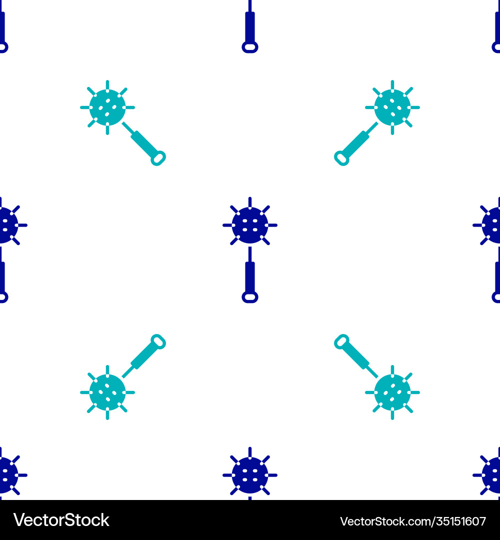 Blue medieval chained mace ball icon isolated Vector Image