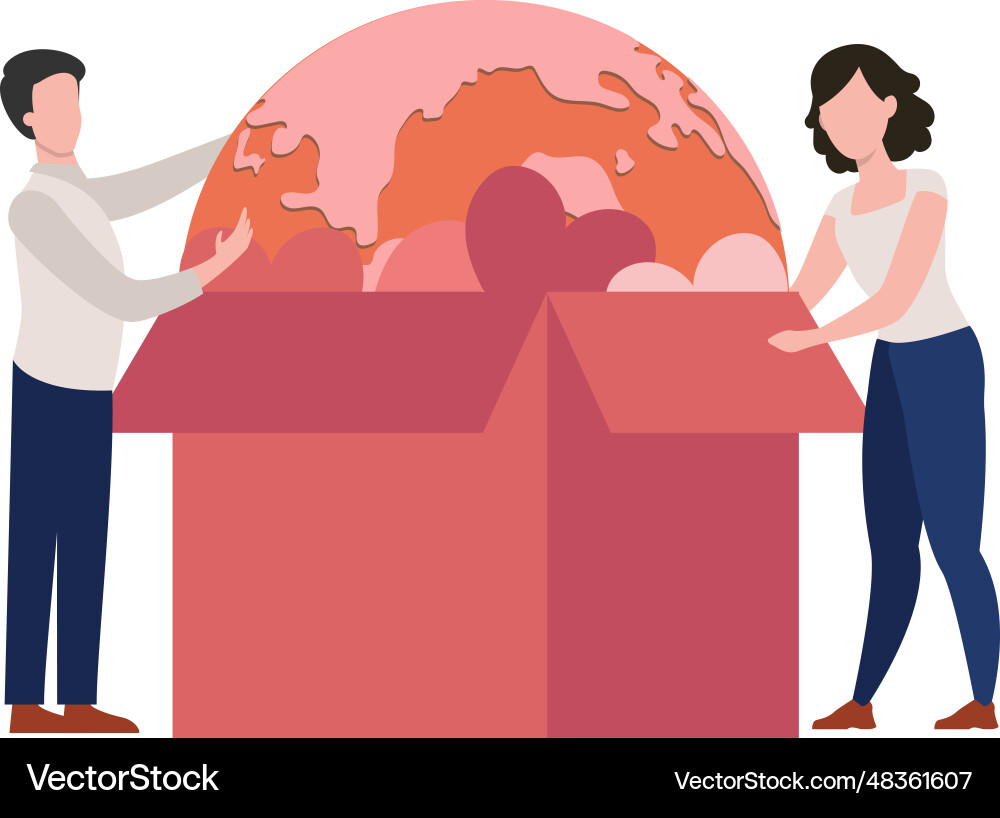 Boy and girl making global donations Royalty Free Vector