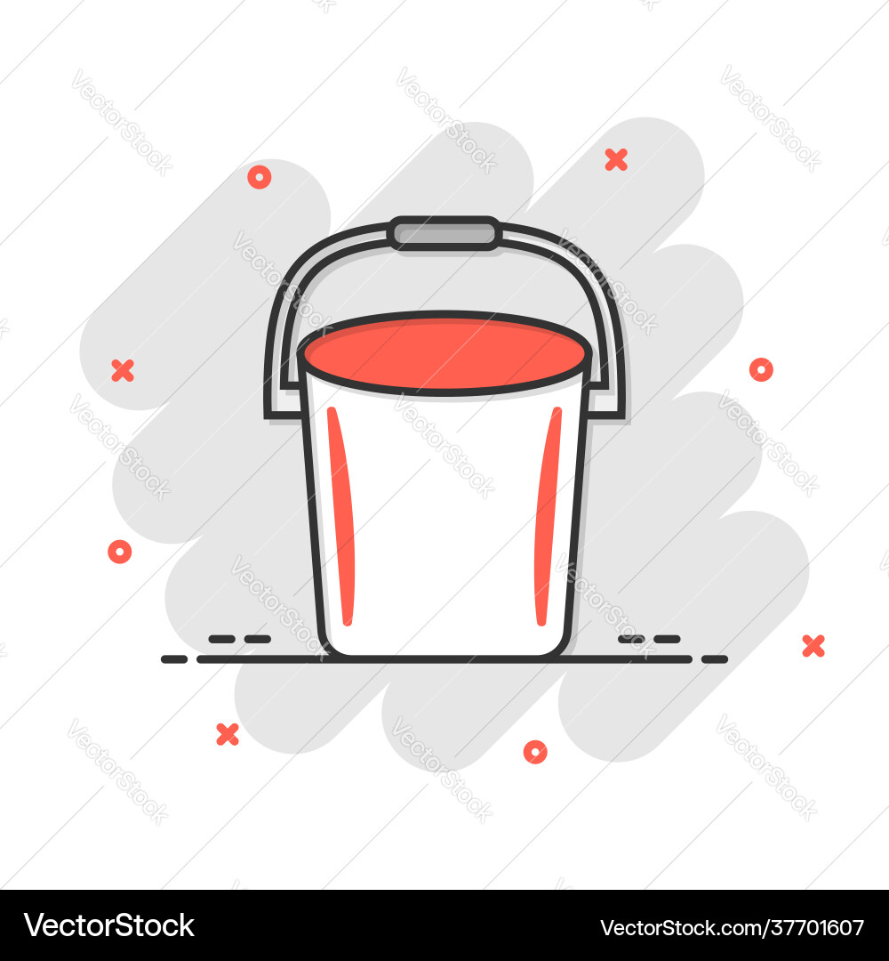 Bucket icon in comic style garbage pot cartoon Vector Image