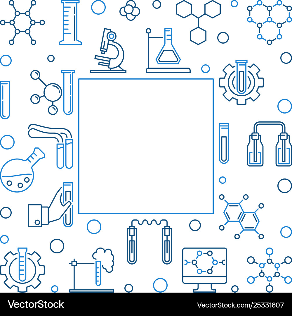Chemistry outline square frame chemical Royalty Free Vector