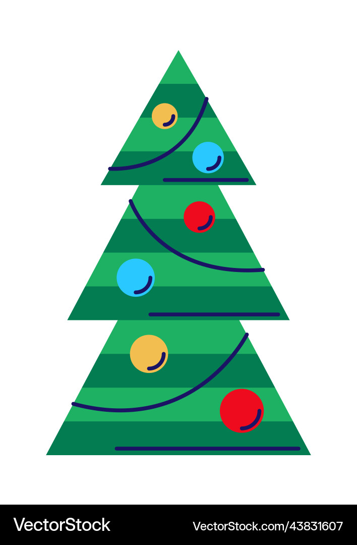 Christmas tree happy new year Royalty Free Vector Image