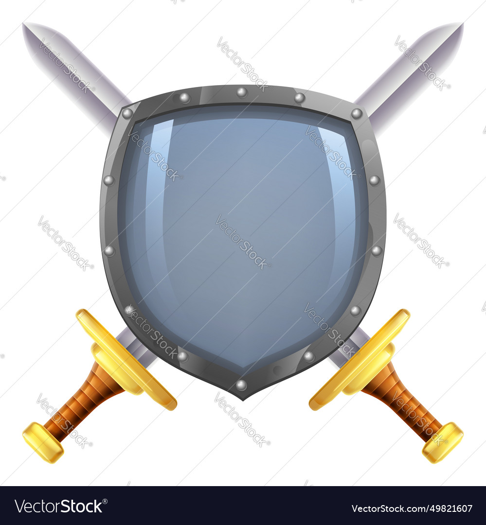 Crossed swords shield Royalty Free Vector Image