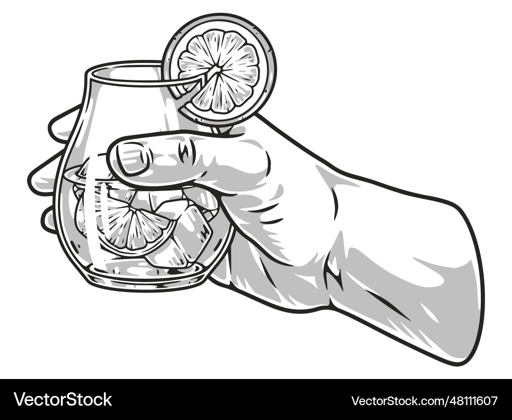 Glass lemonade detailed element monochrome Vector Image