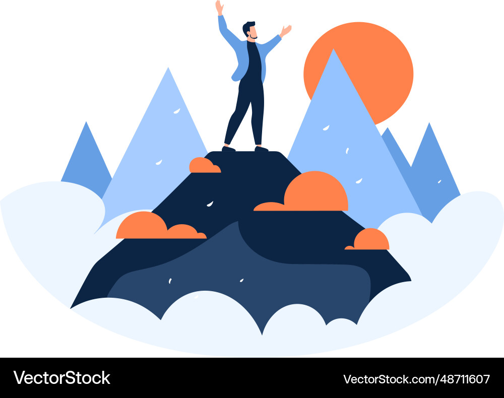 Hand drawn businessman standing on top Royalty Free Vector