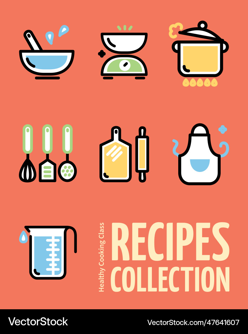 Healthy cooking class recipes collection placard Vector Image