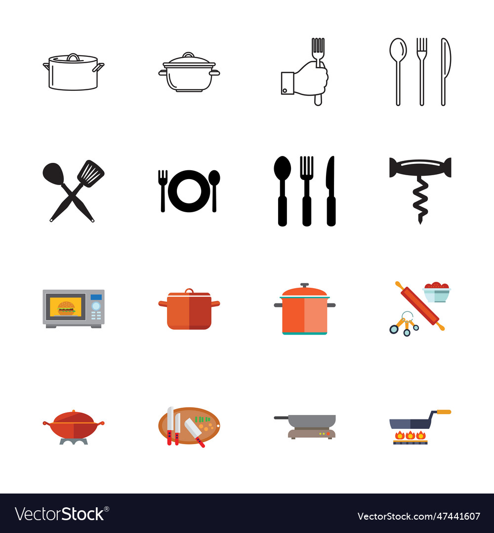 Kitchen tools icon set Royalty Free Vector Image