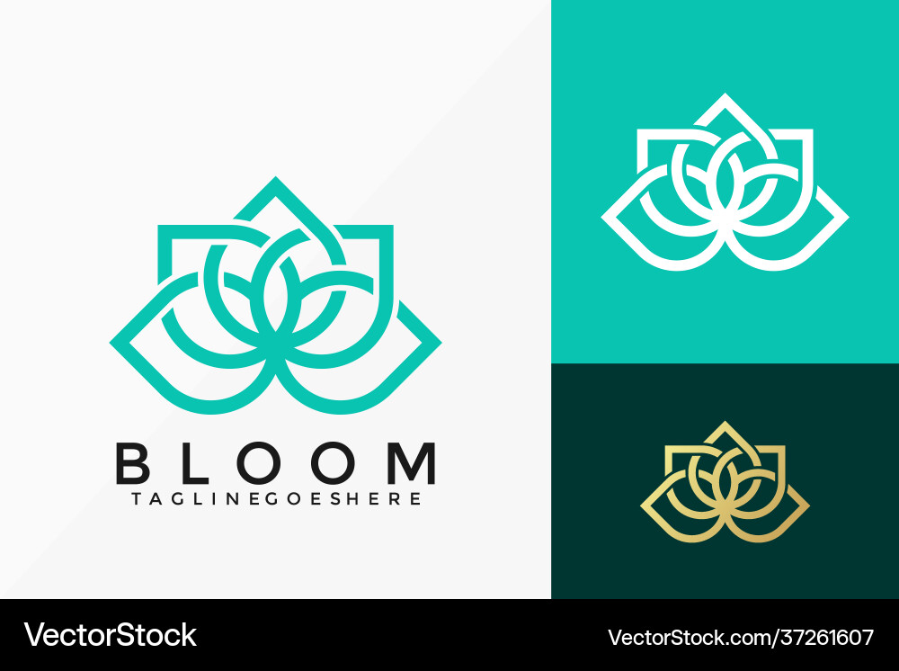 Lotus flower bloom logo design abstract emblem Vector Image