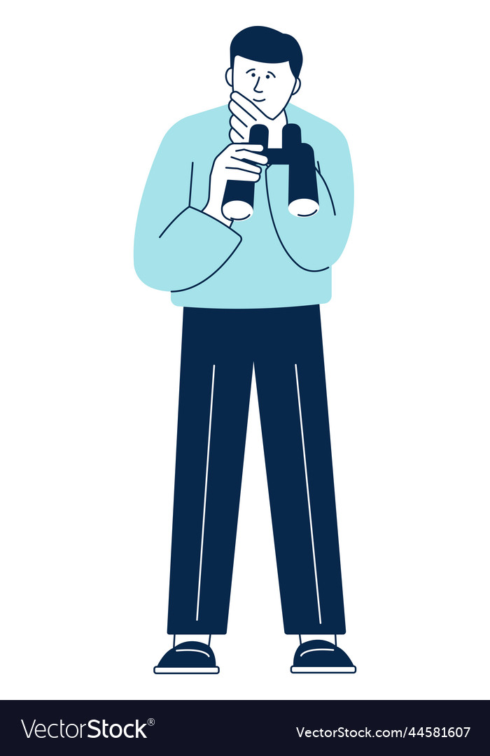 Man holding binoculars person looking into future Vector Image Man holding binoculars person looking into future Vector Image
