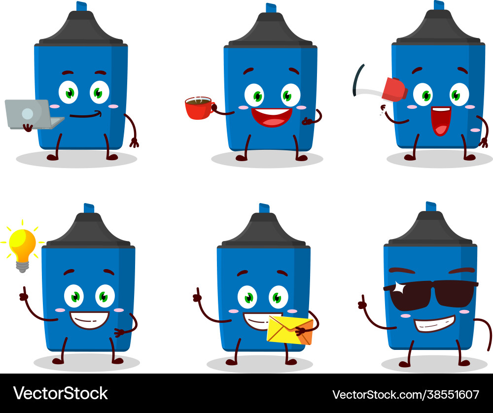 New blue highlighter cartoon character Royalty Free Vector