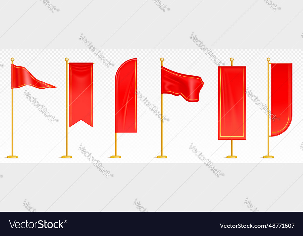 Red pennant 3d mockup realistic Royalty Free Vector Image