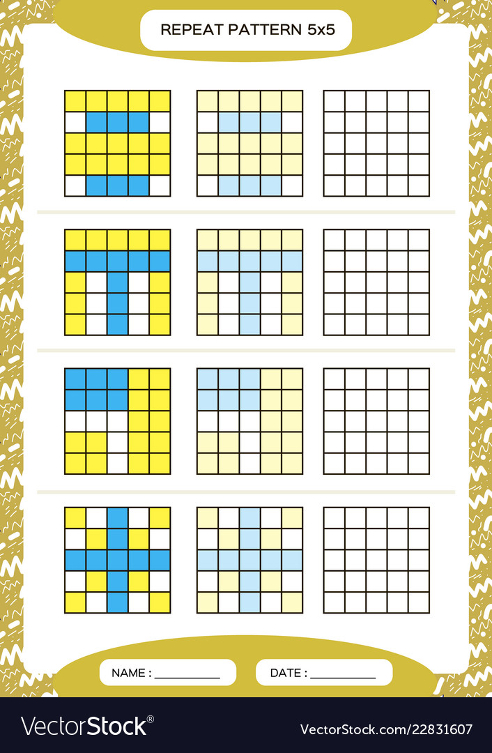Repeat yellow blue pattern cube grid with squares Vector Image