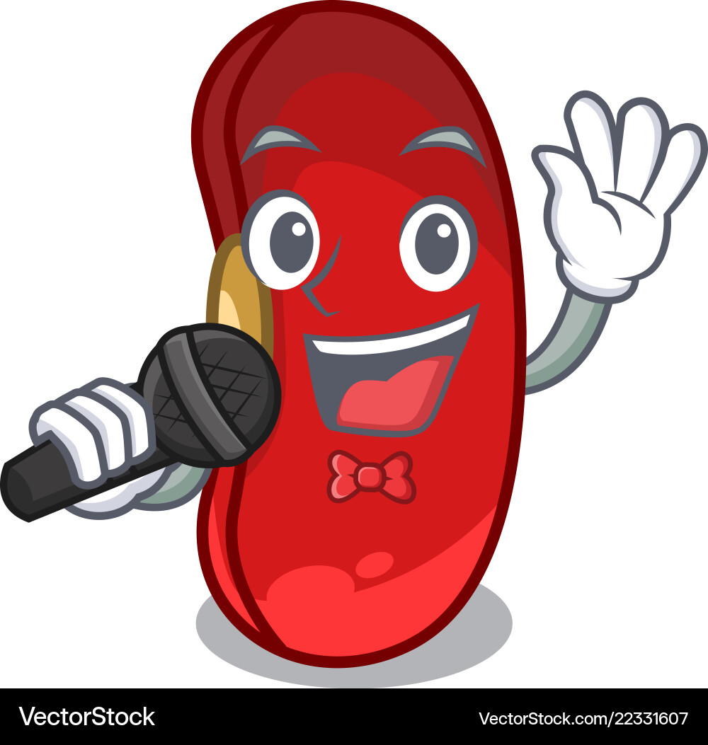 Singing red bean in the cartoon cup Royalty Free Vector