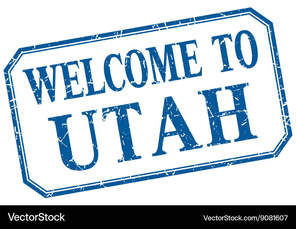 Utah - welcome blue vintage isolated label Vector Image