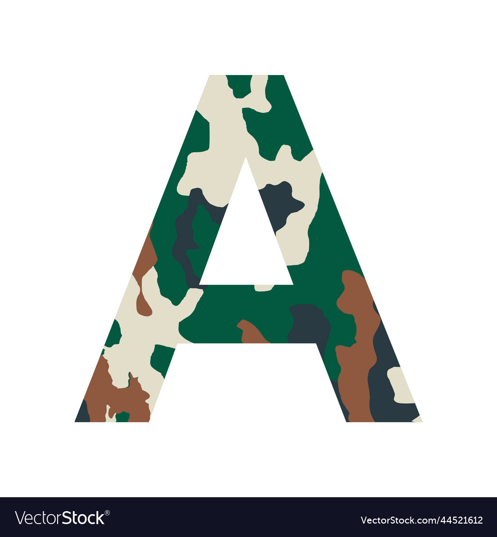 English alphabet letter a khaki style isolated Vector Image