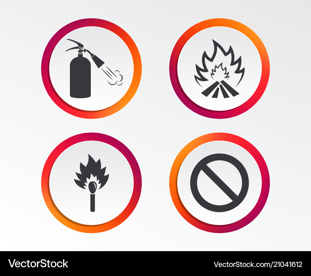 Fire flame icons prohibition stop symbol Vector Image