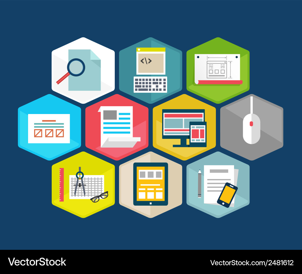 Flat composition of programming interface Vector Image