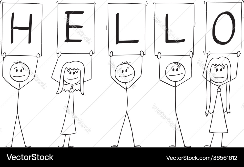 Group or team five business people is holding Vector Image