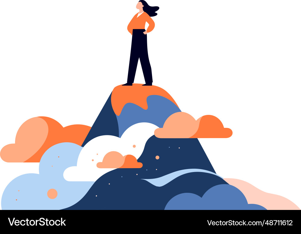 Hand drawn businessman standing on top Royalty Free Vector