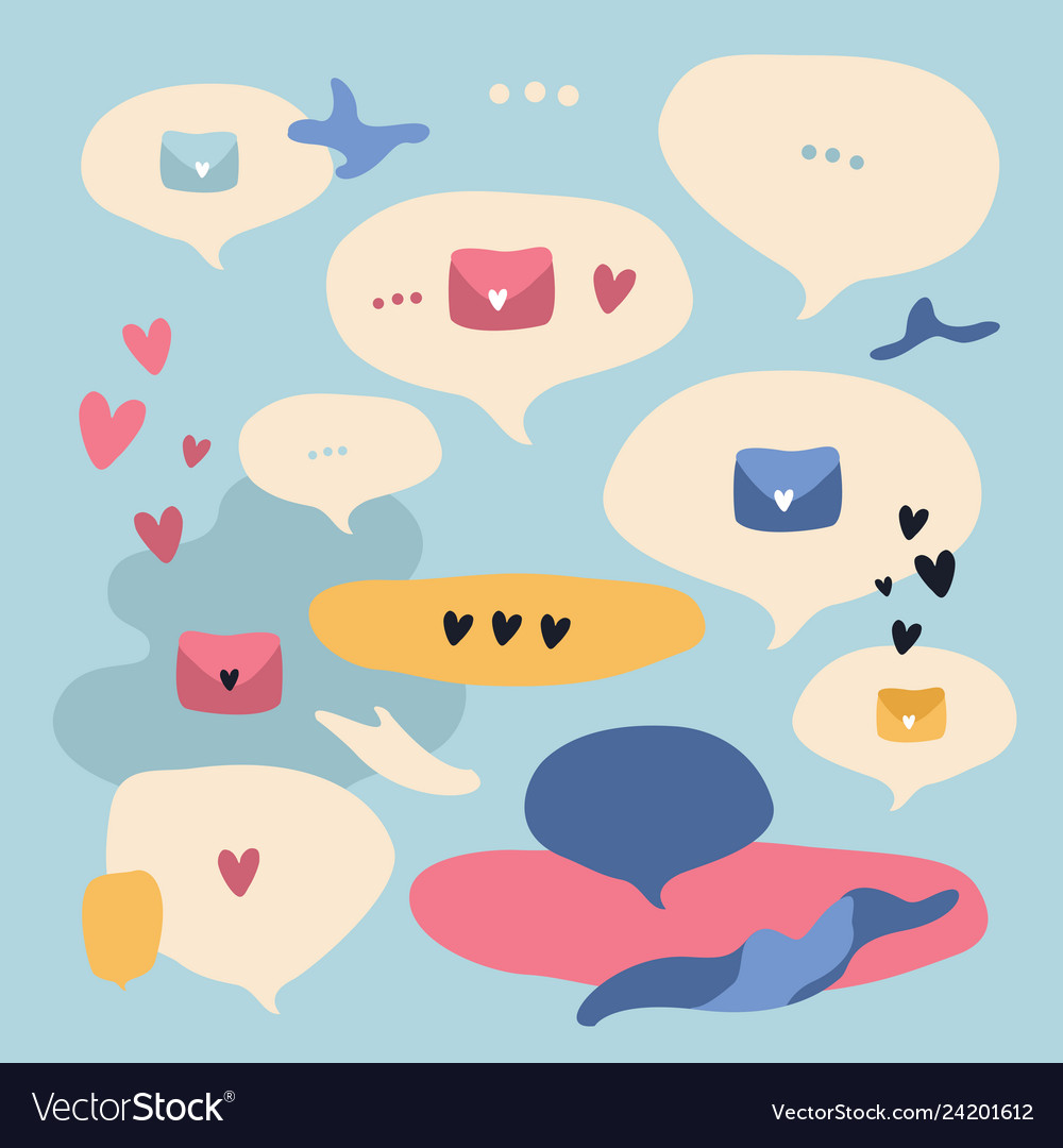 Hand drawn graphic design elements set messages Vector Image