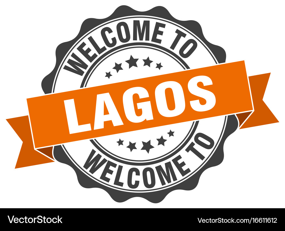 Lagos round ribbon seal Royalty Free Vector Image