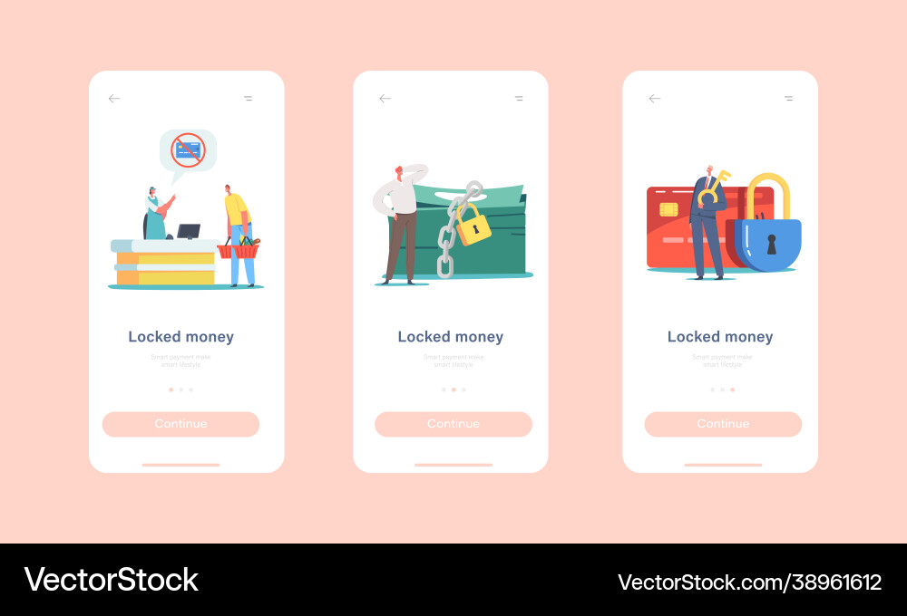 Locked money mobile app page onboard screen Vector Image