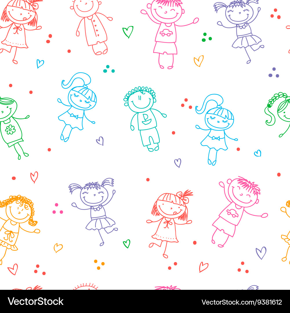 Seamless pattern with the image of children Vector Image