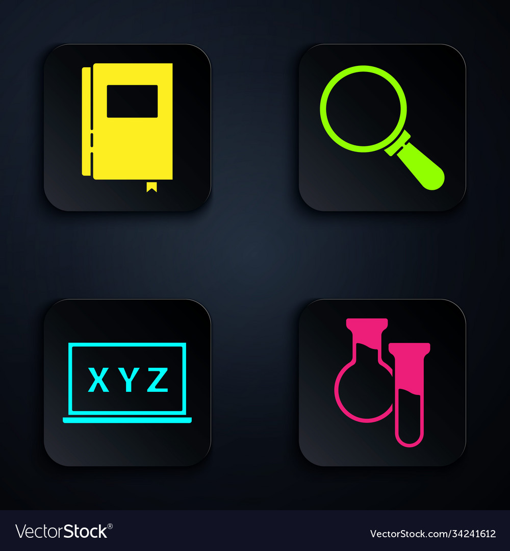 Set Test Tube And Flask Book Xyz Coordinate Vector Image