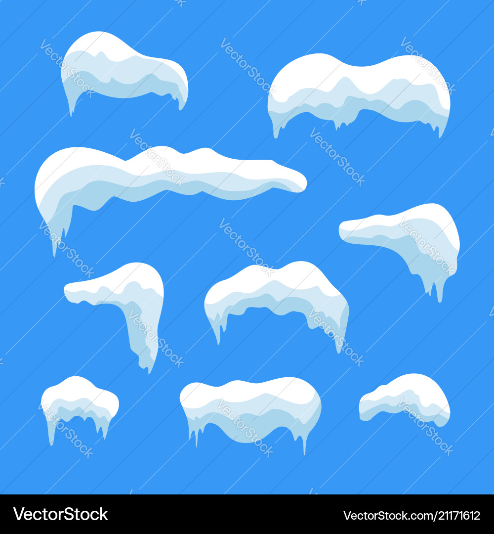 Snow ice icicle set winter design white blue Vector Image