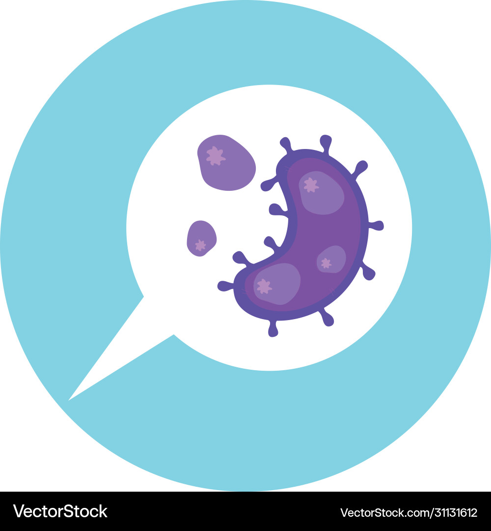 Speech bubble with particles covid19 19 Royalty Free Vector