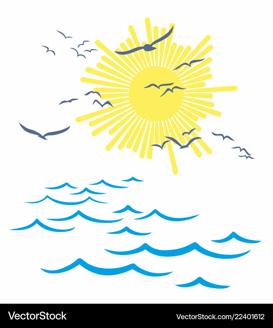 Sun dawn in the sea Royalty Free Vector Image - VectorStock