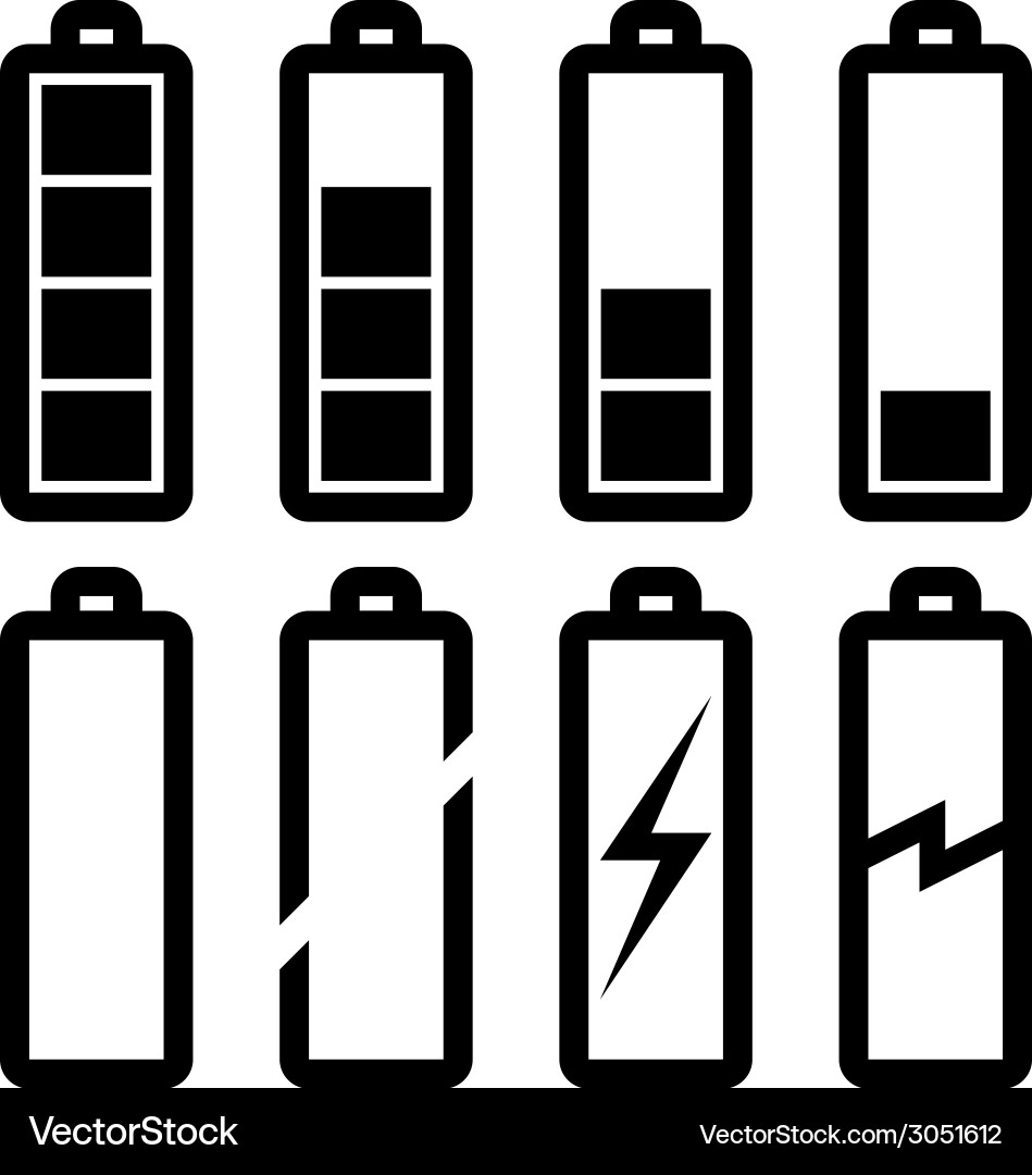 Symbols of battery level Royalty Free Vector Image
