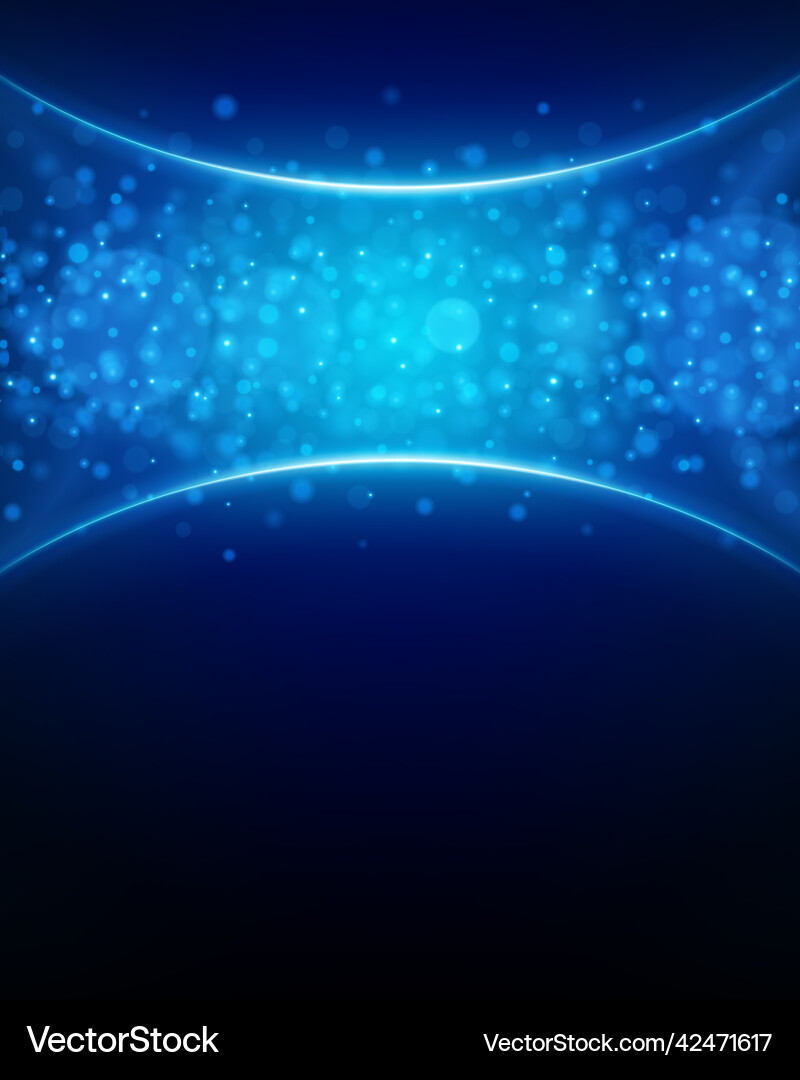 Abstract dark curved blue neon dust particles flow