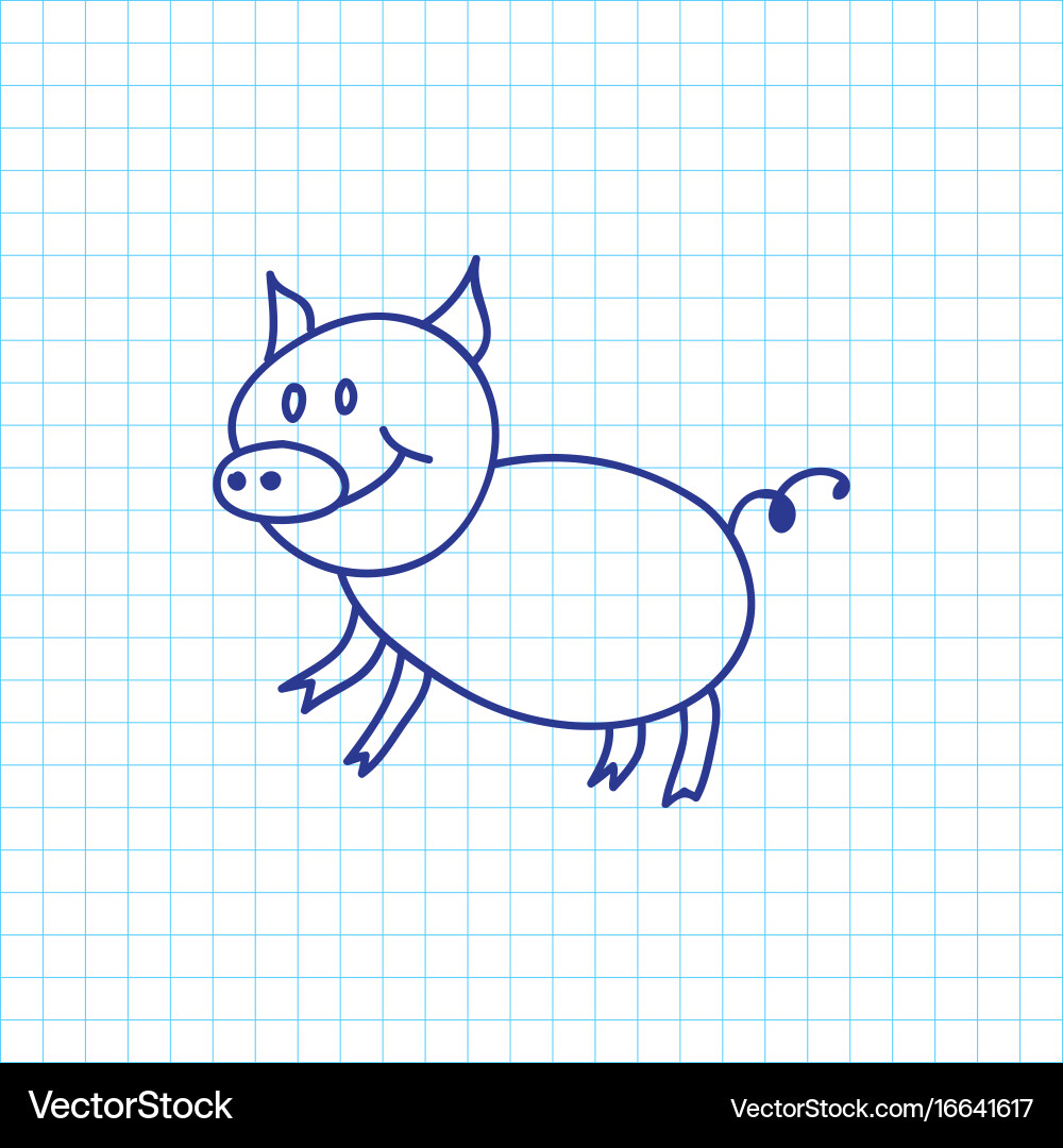 Animal symbol on pig doodle Royalty Free Vector Image
