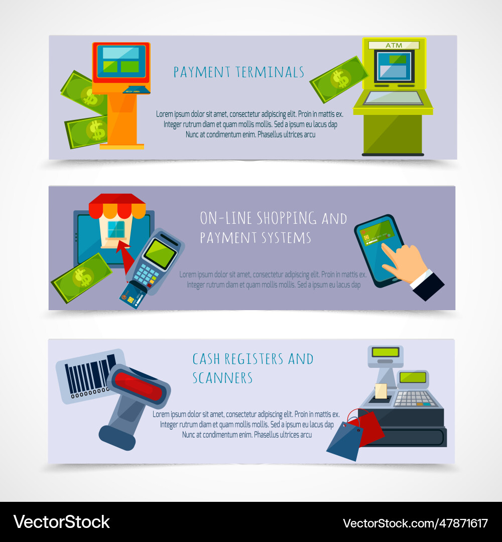 Atm payment banner set payment banner set Vector Image
