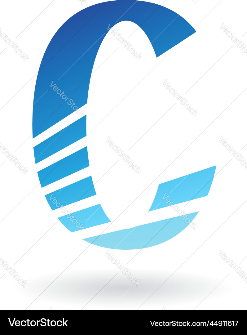 Blue striped slim letter c logo icon Royalty Free Vector