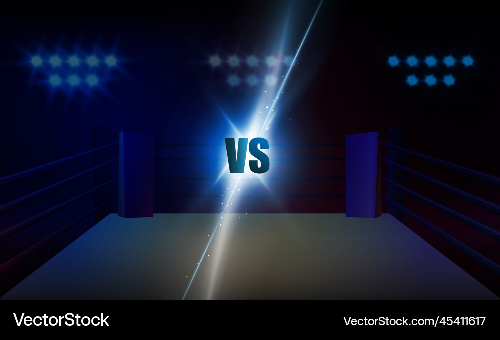 Boxer knocking out at boxing ring arena Royalty Free Vector