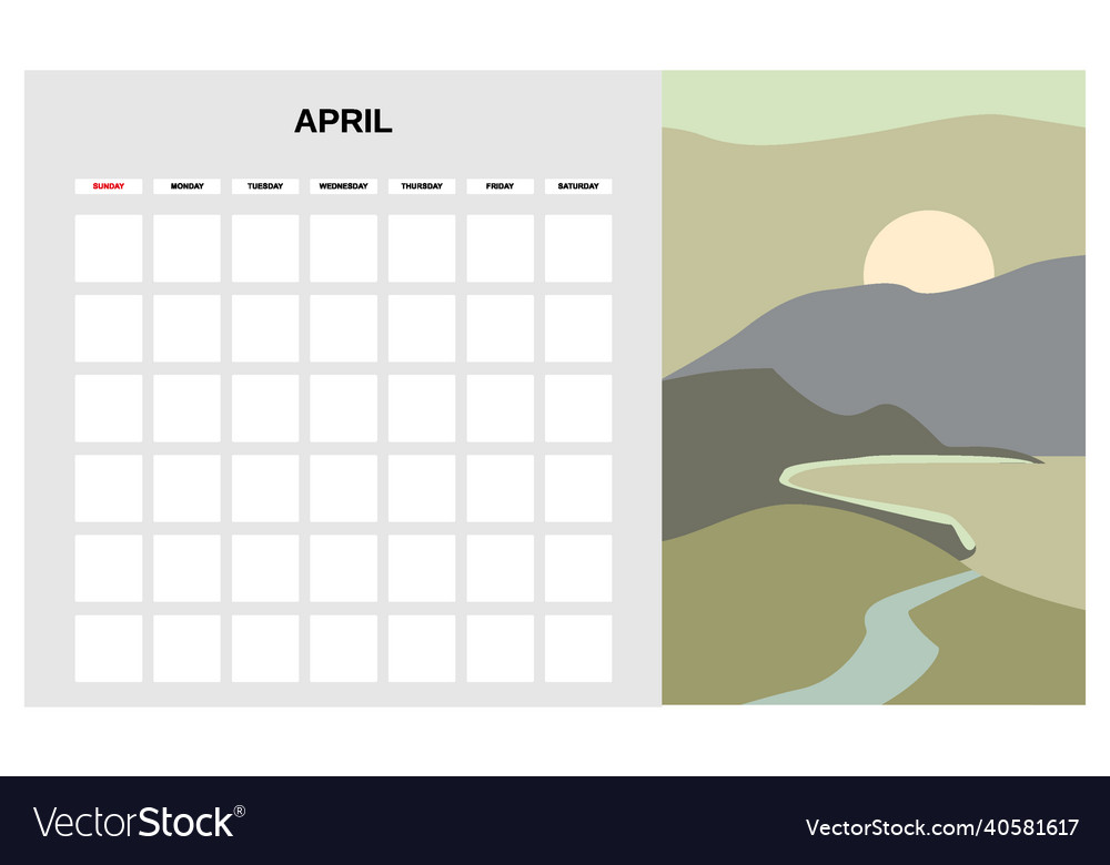 Calendar planner april spring month minimal Vector Image