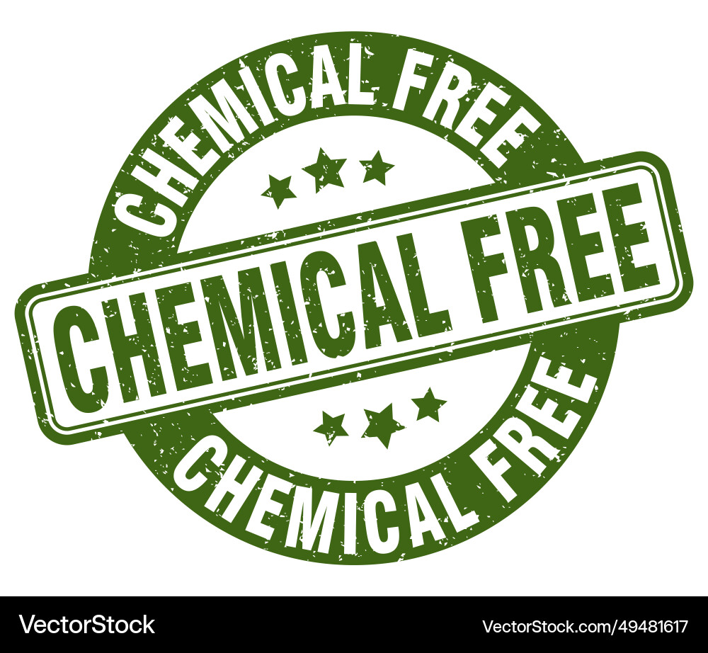 Chemical free stamp label round Royalty Free Vector Image