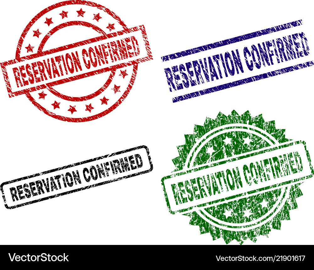 Damaged textured reservation confirmed stamp seals